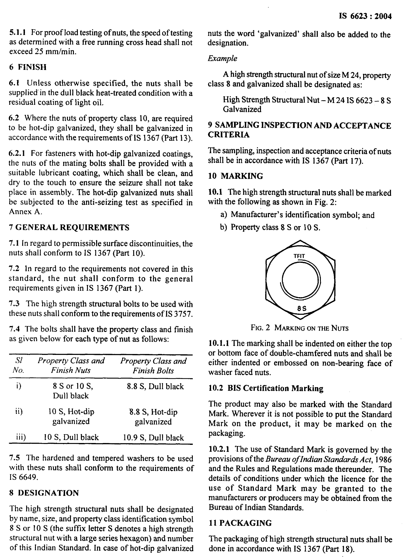 IS 6623 2004 High Strength Structural Nuts is-6623-2004-high-strength-structural-nuts